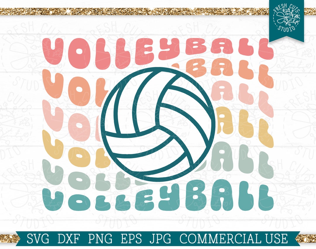 Volleyball SVG, Retro Wavy Volleyball Design, Commercial Use, Stacked ...