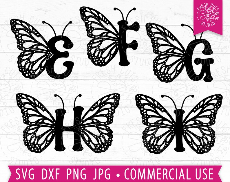 Butterfly Letters SVG Alphabet Cut Files, Individual Letters, Butterfly ...