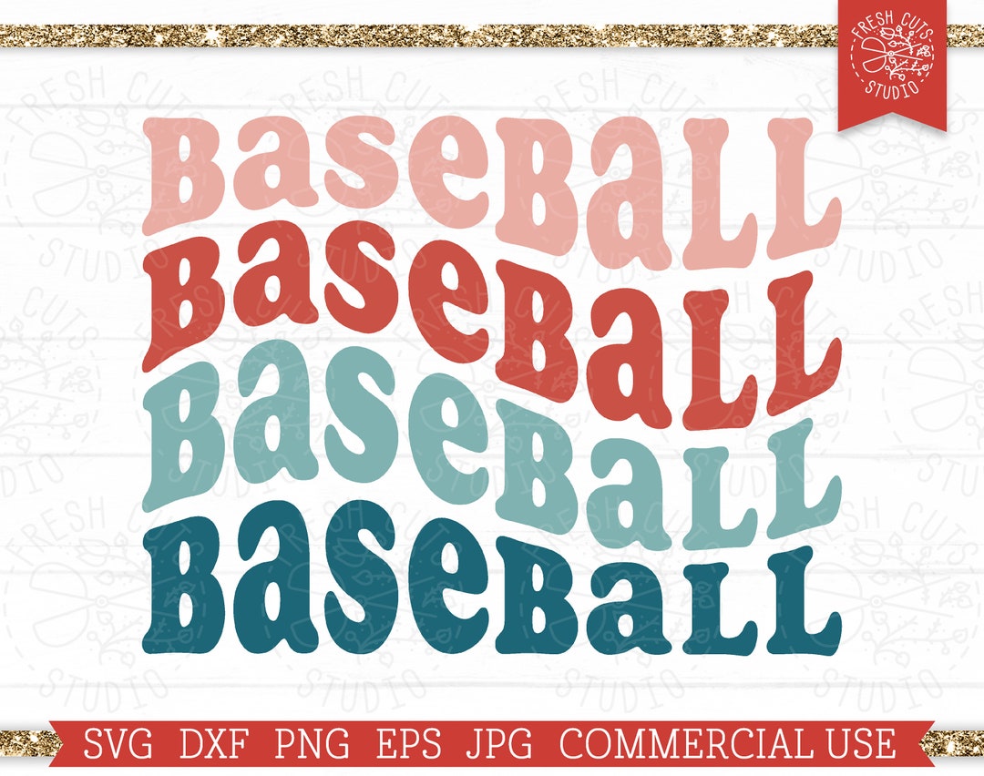 Baseball SVG Cut File for Cricut, Wavy Stacked Word Sports Svg, Trendy ...
