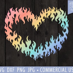 Flame Heart SVG, Fire Heart PNG Clipart Image, Heart on Fire, Trendy ...