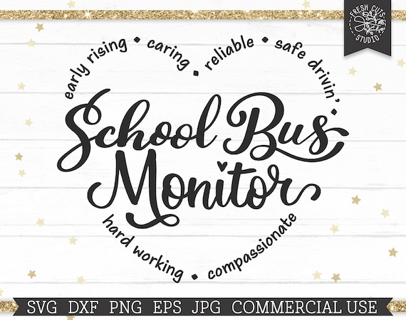 School Bus Monitor SVG Cut File for Cricut Silhouette Teacher - Etsy