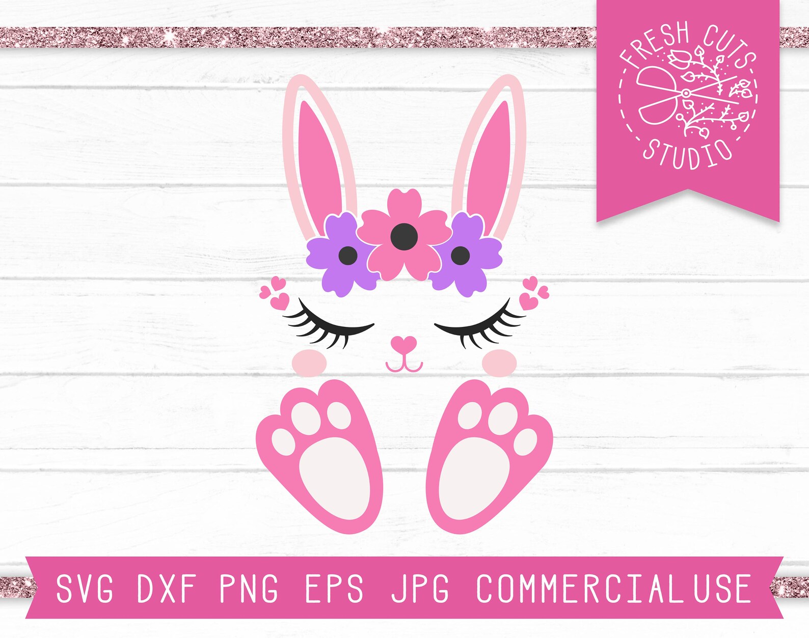 Easter Bunny SVG for Girls Easter SVG File Floral Rabbit SVG - Etsy
