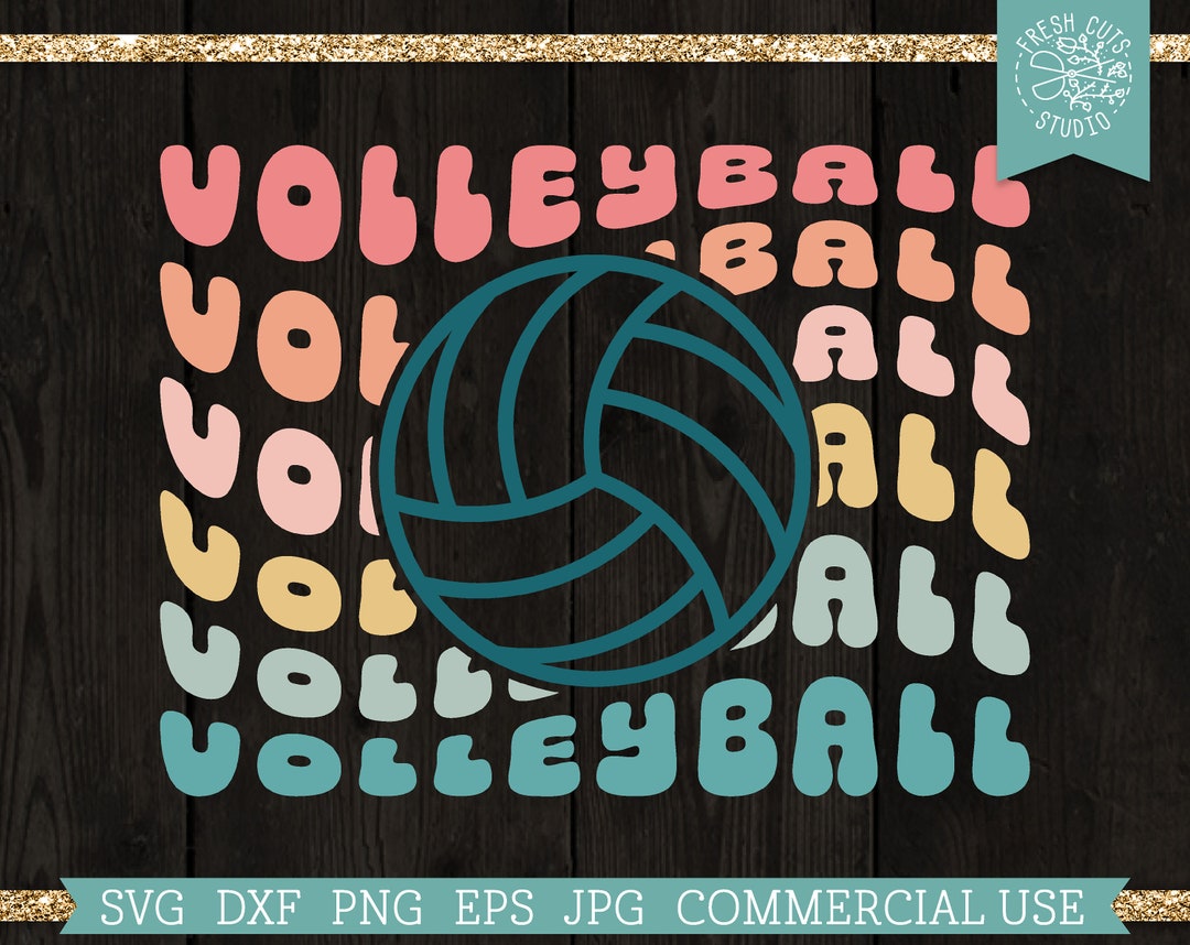 Volleyball SVG, Retro Wavy Volleyball Design, Commercial Use, Stacked ...