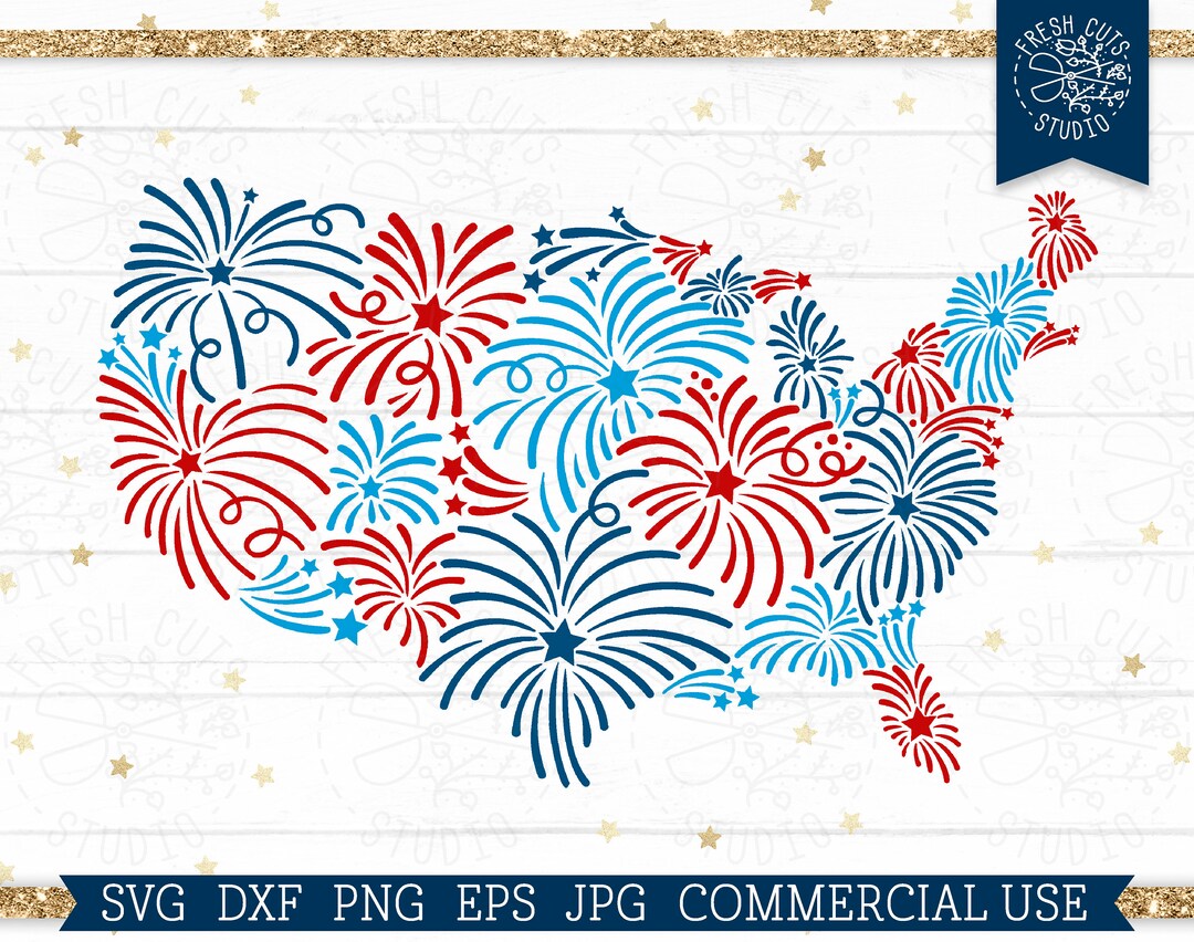 Fireworks USA Svg 4th of July Stars Cut File for Cricut, USA American ...