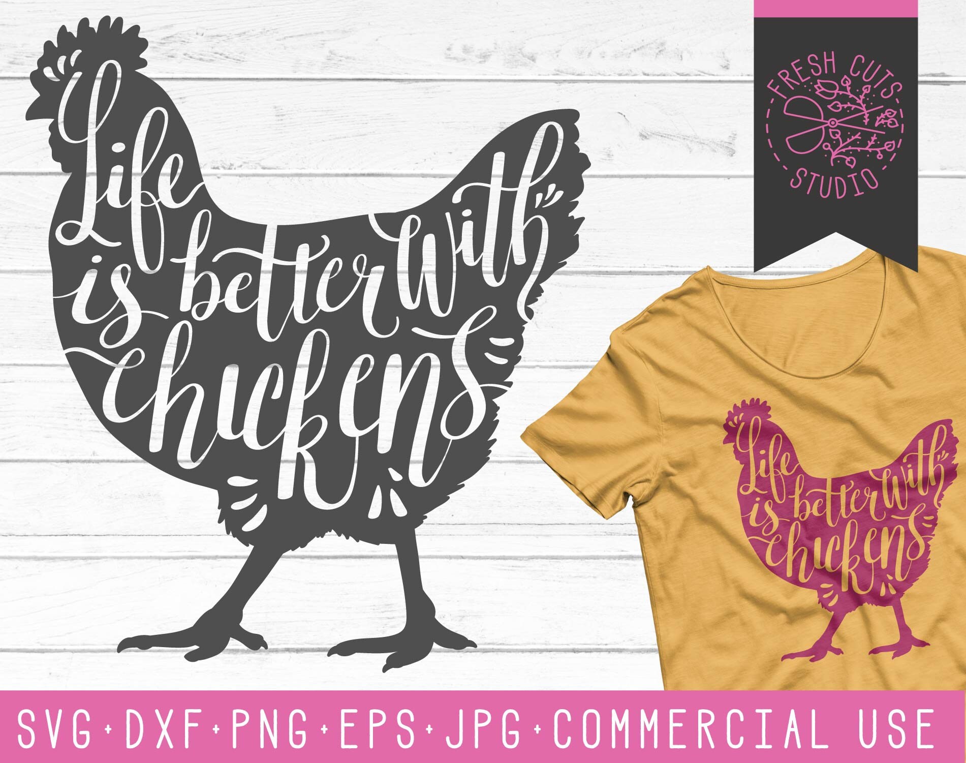 Life is Better With Chickens SVG Hand Lettered Quote Farm - Etsy