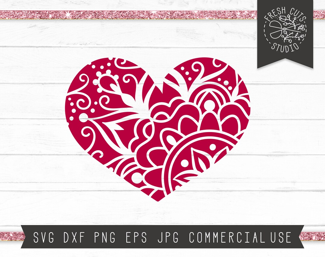 Mandala Heart SVG, Heart Cut File for Cricut, Mandala Svg, Valentines ...