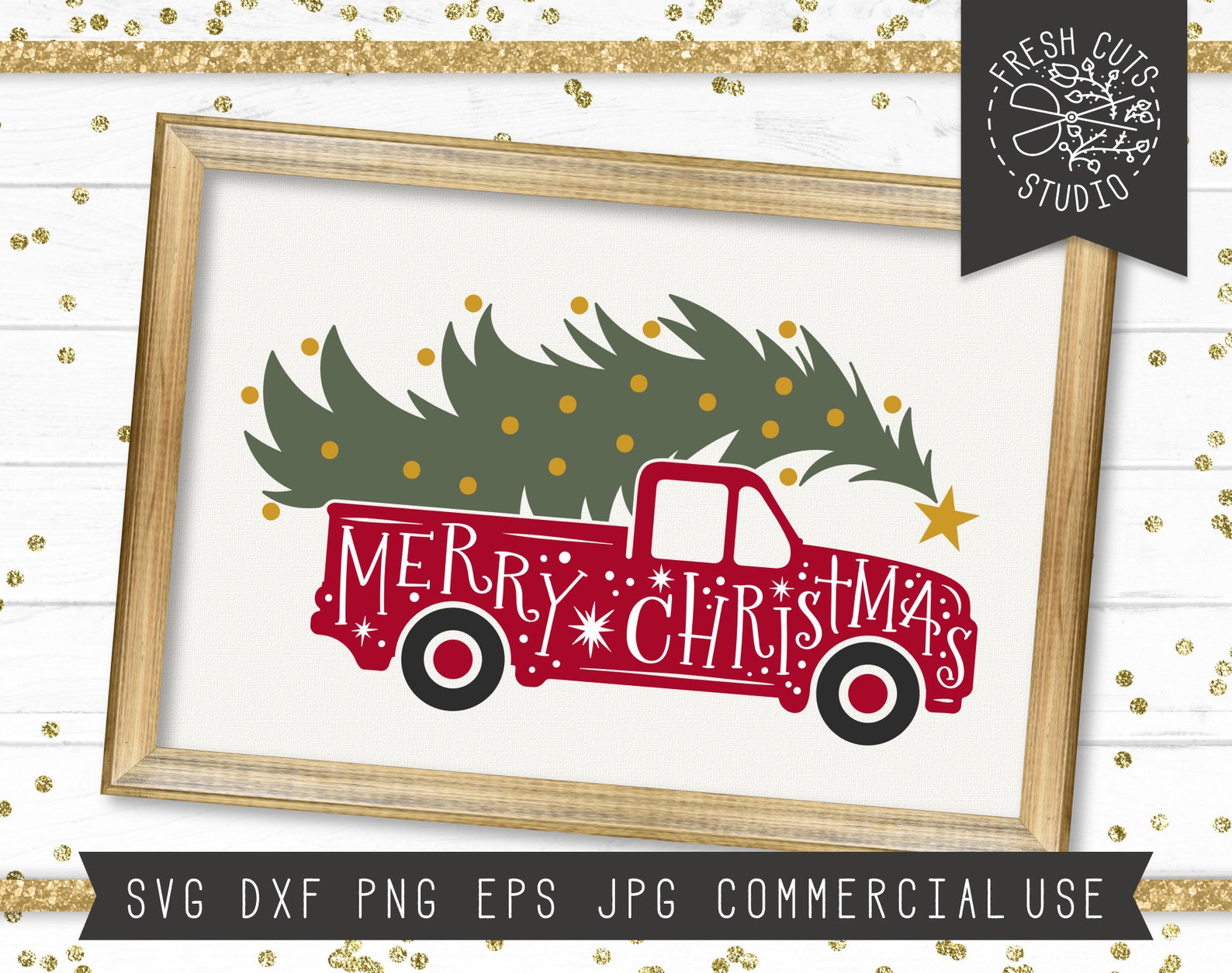 Christmas Tree Truck Hand Lettered Merry Christmas Cut File - Etsy