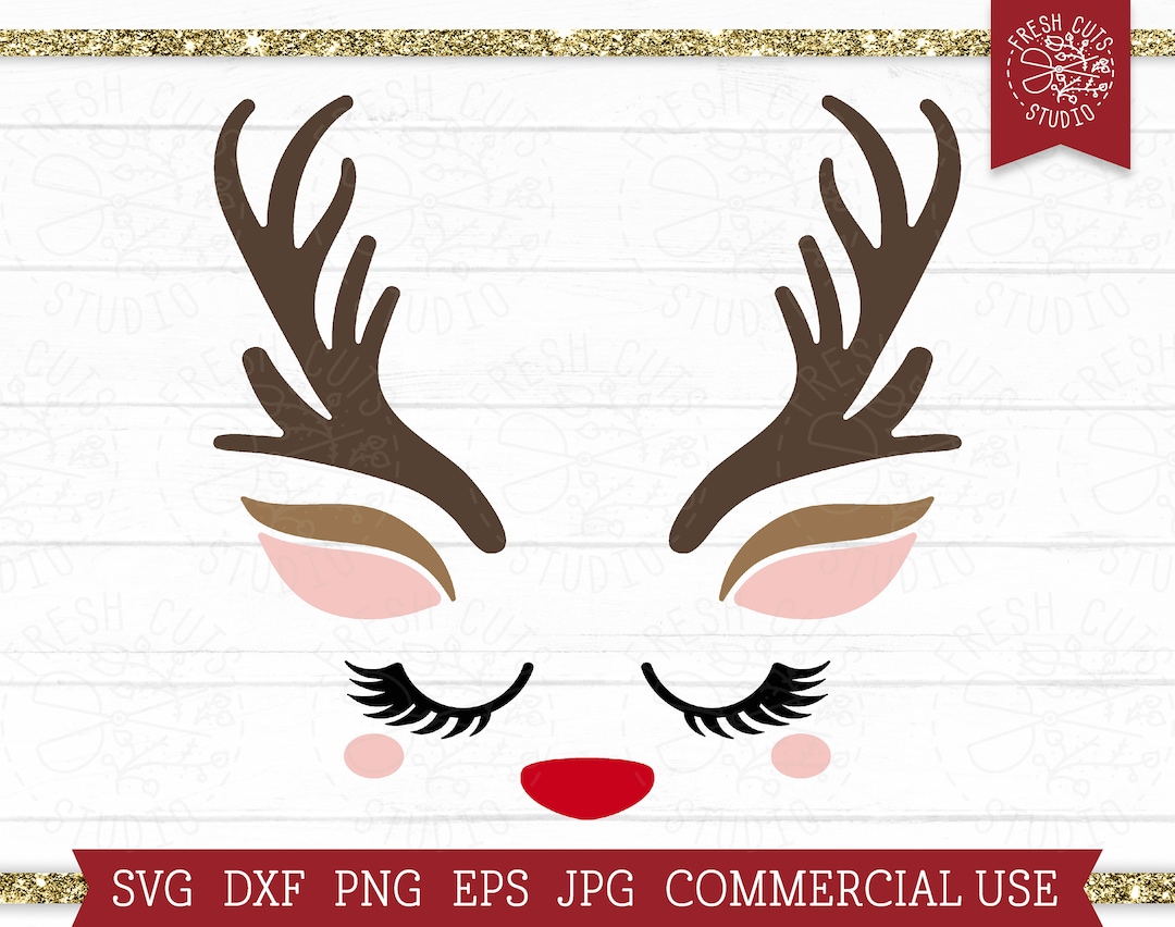 Girl Reindeer SVG, Christmas SVG, Reindeer Face With Lashes, Digital ...