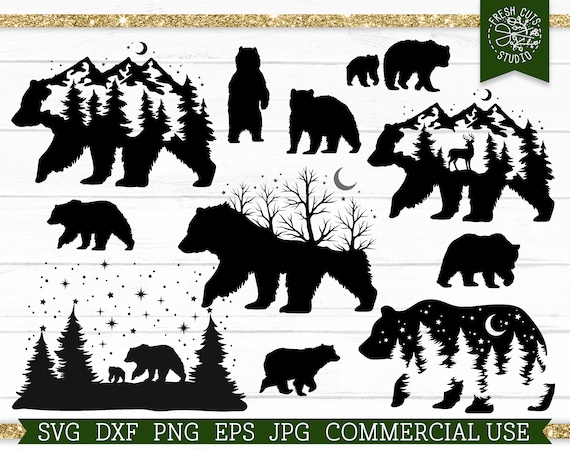 Bear SVG Bundle Mountains Pine Trees Grizzly Bear SVG Cut - Etsy