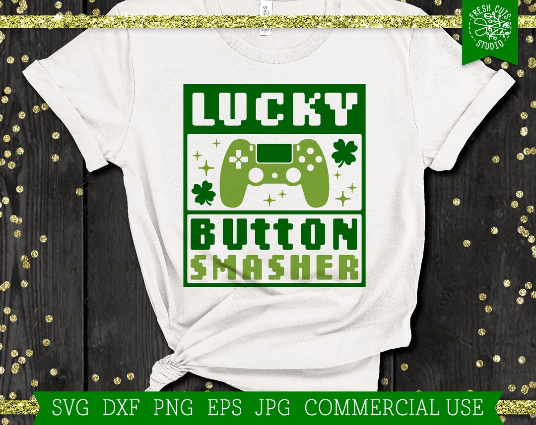 Lucky Button Smasher St Patrick's Day SVG Cut File, Video Game ...