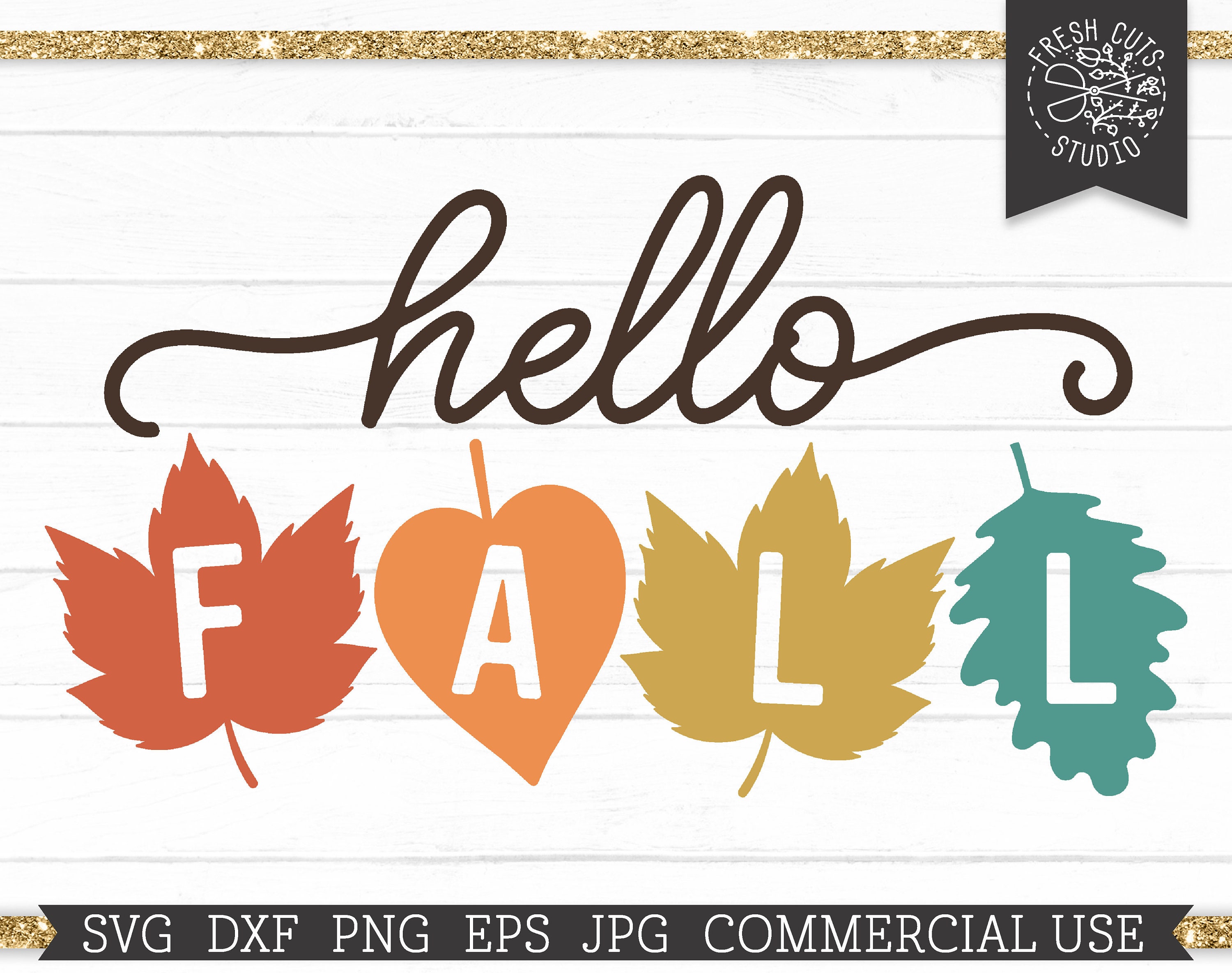 Hello Fall Leaf SVG Design Fall Leaves SVG Decor Autumn - Etsy
