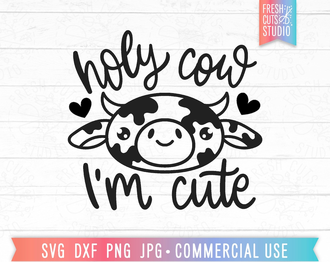 Holy Cow I'm Cute SVG Cut File Cricut, Sassy Quote, Baby Cow Svg for ...
