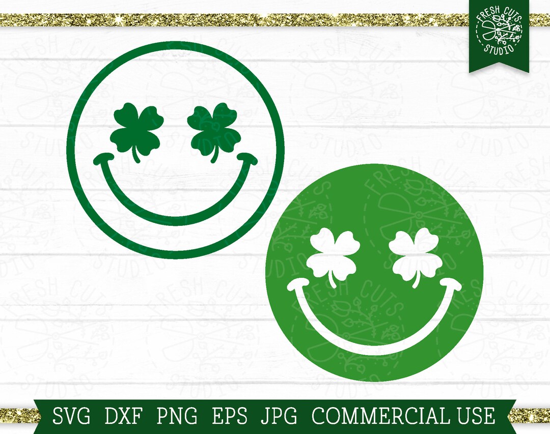 Smile Shamrock SVG, Retro St Patricks Day SVG Cut File for Cricut ...