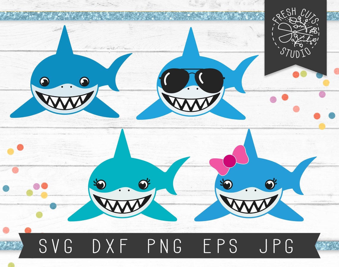 Shark SVG Cut File Instant Download Cute Shark Birthday Svg | Etsy