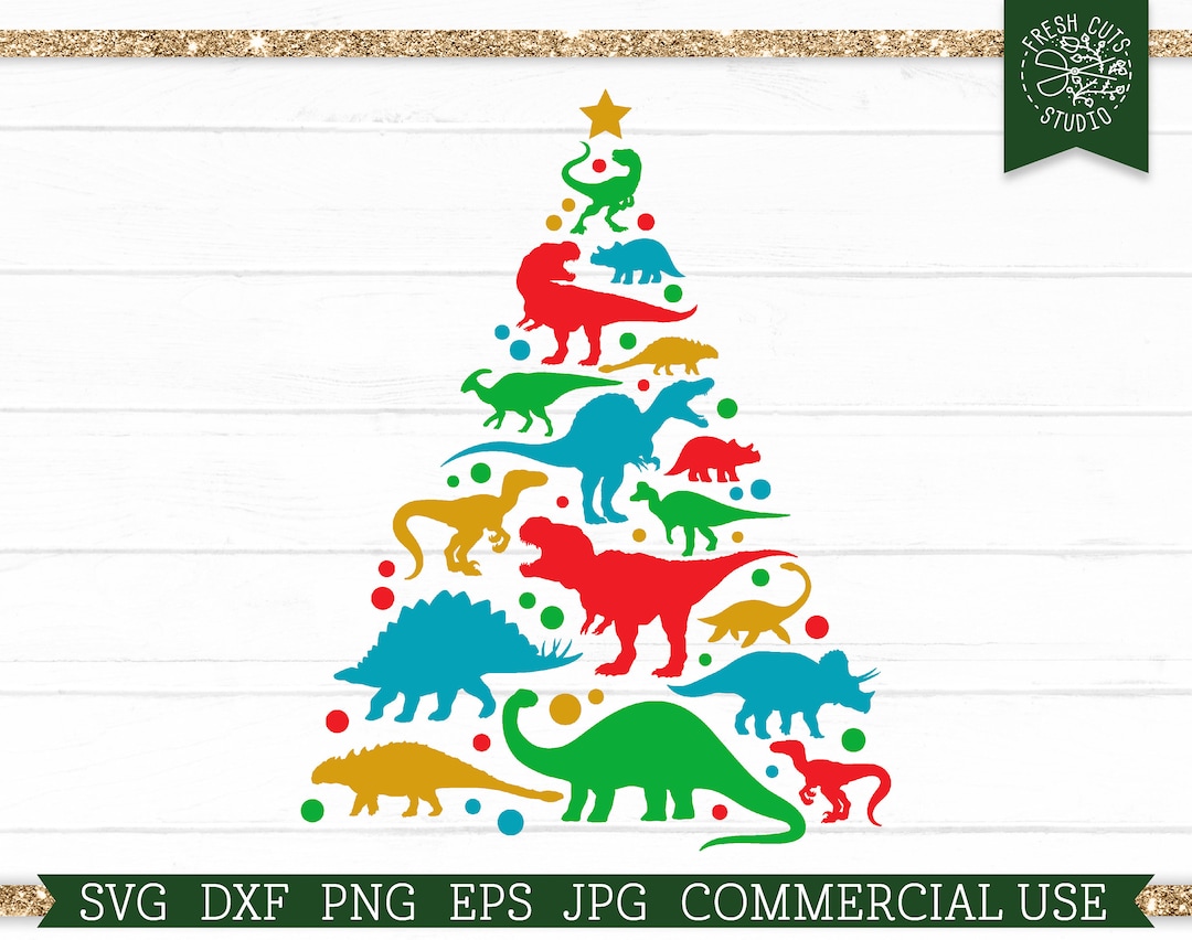 Dinosaur Christmas Tree SVG for Boys, Christmas Boy Svg, T-rex ...