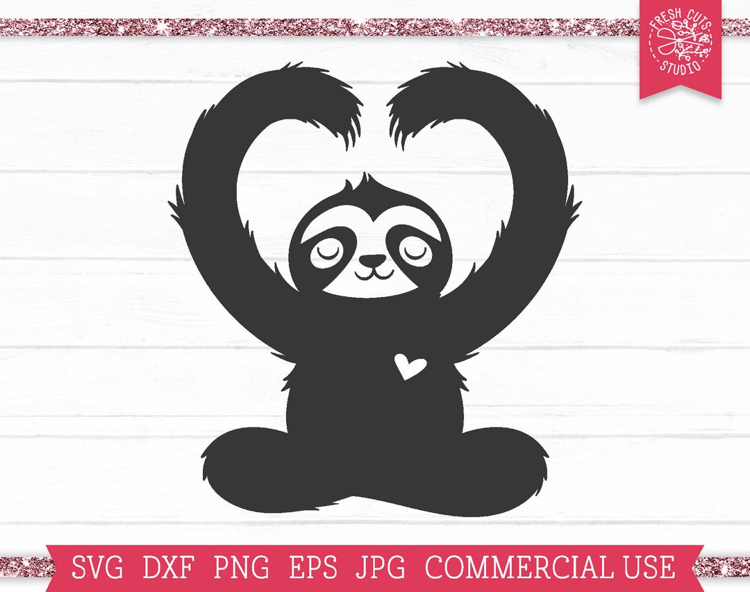 Sloth Heart SVG, Valentine Animal SVG Cut File for Cricut, Happy Sloth ...
