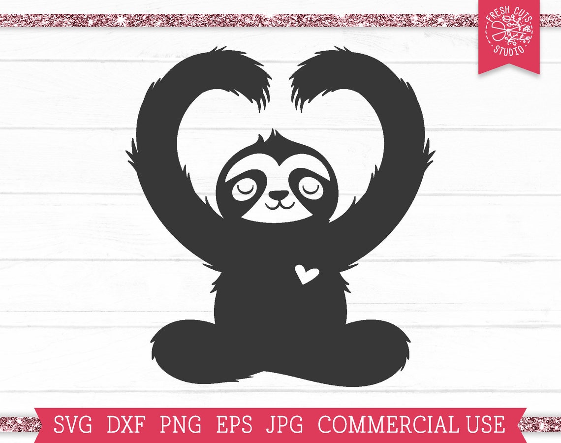 Sloth Heart SVG Valentine Animal SVG Cut File for Cricut - Etsy