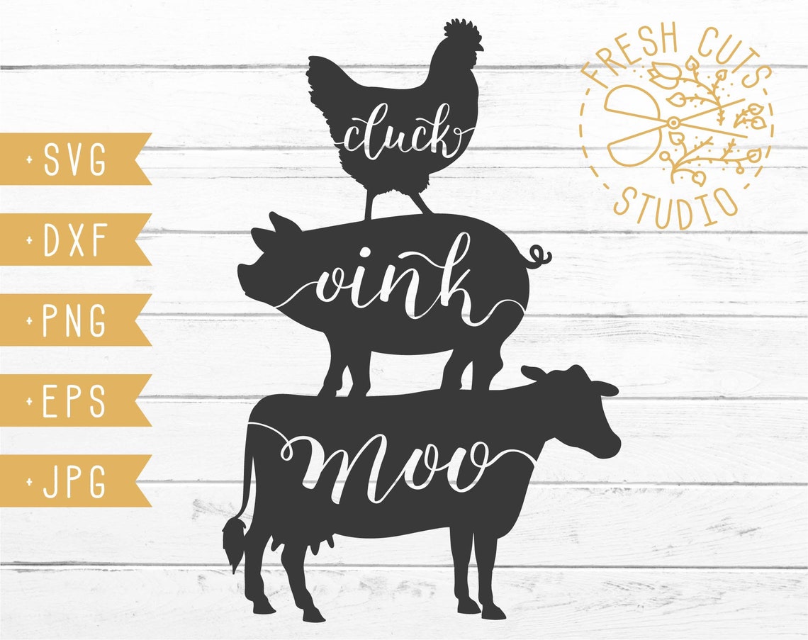 Cluck Oink Moo SVG Decal Design Silhouette Clipart Graphics | Etsy