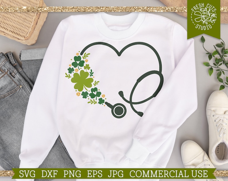 Shamrock Stethoscope SVG St Patrick's Day Nurse Cut File - Etsy