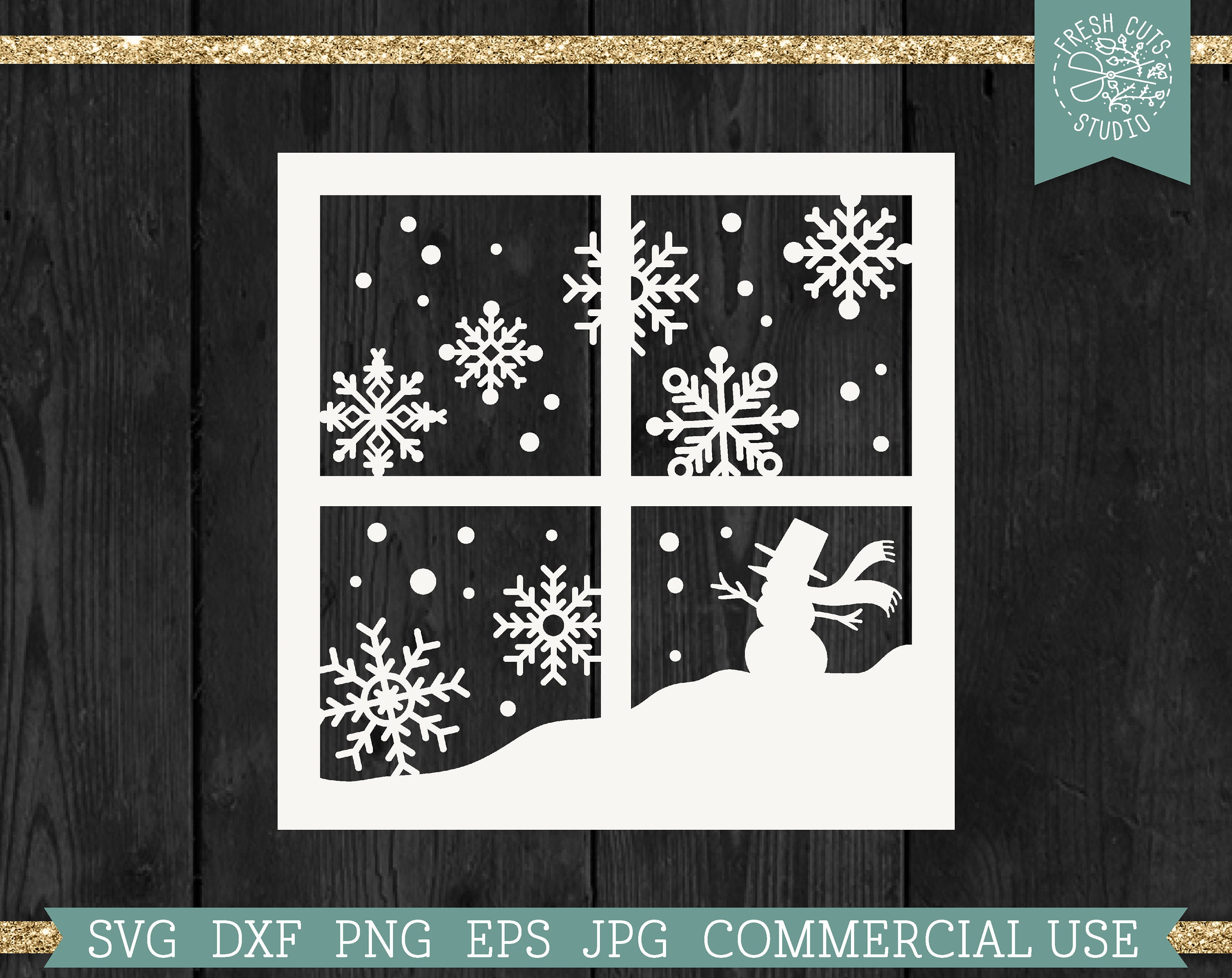 Snowman SVG Christmas Window Snowy Scene SVG Cut File - Etsy UK