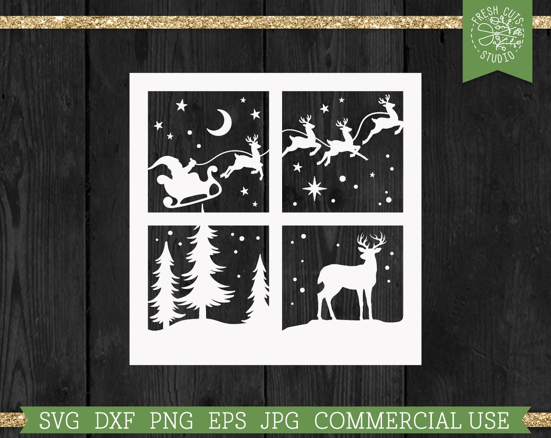 Christmas Deer SVG, Snowy Winter Deer Scene SVG Cut File for Cricut ...