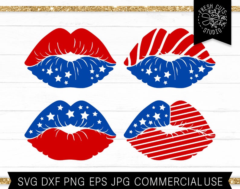 Lips 4th of July SVG Bundle, Commercial Use Digital Download, Red White ...