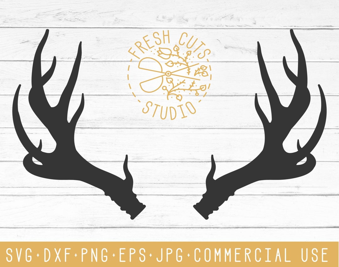 Antler SVG Clipart Silhouette Design, Vector Antler Dxf, Eps, PNG, Jpg ...