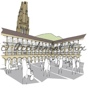 Halifax Piece Hall, Digital Printed Yorkshire Cloth Hall Sketch - Etsy