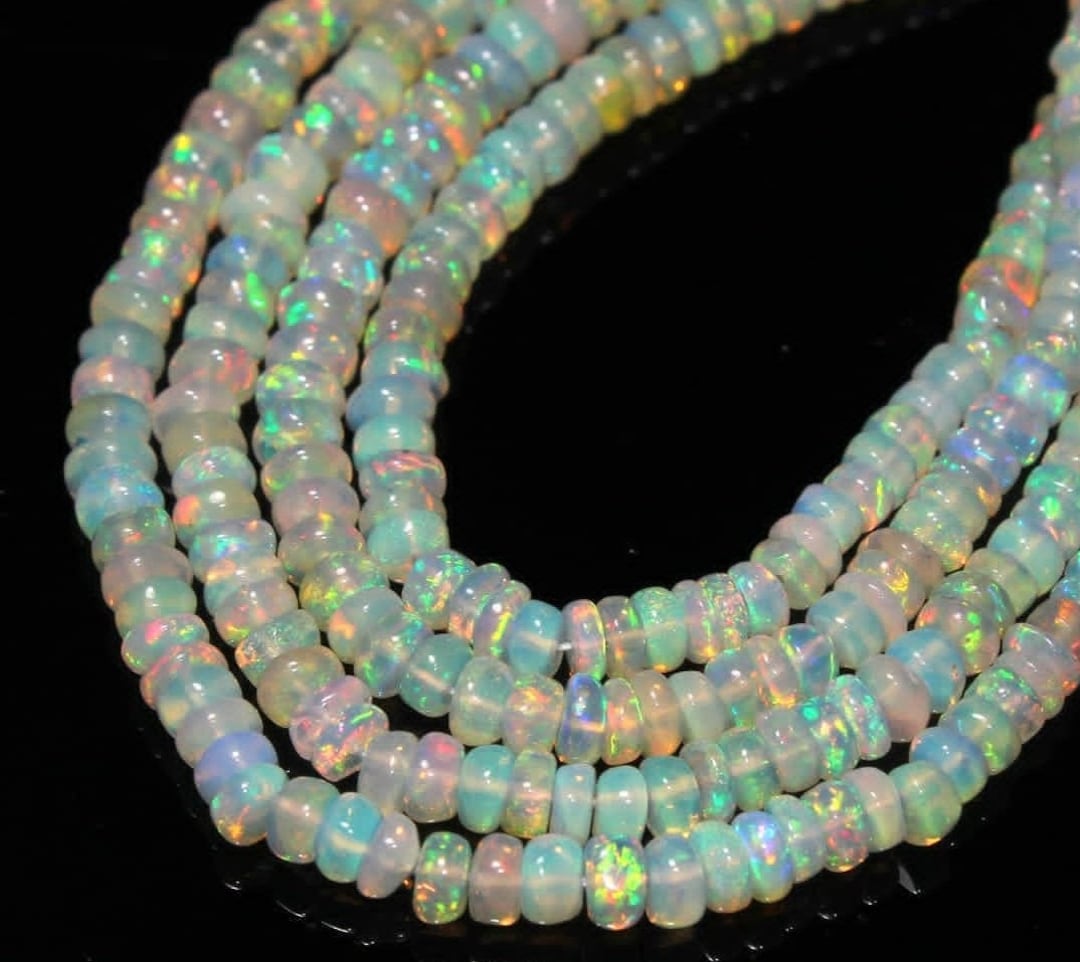 Top Quality Ethiopian Opal Smooth Rondelle Bead Plain Opal Yellow Opal ...