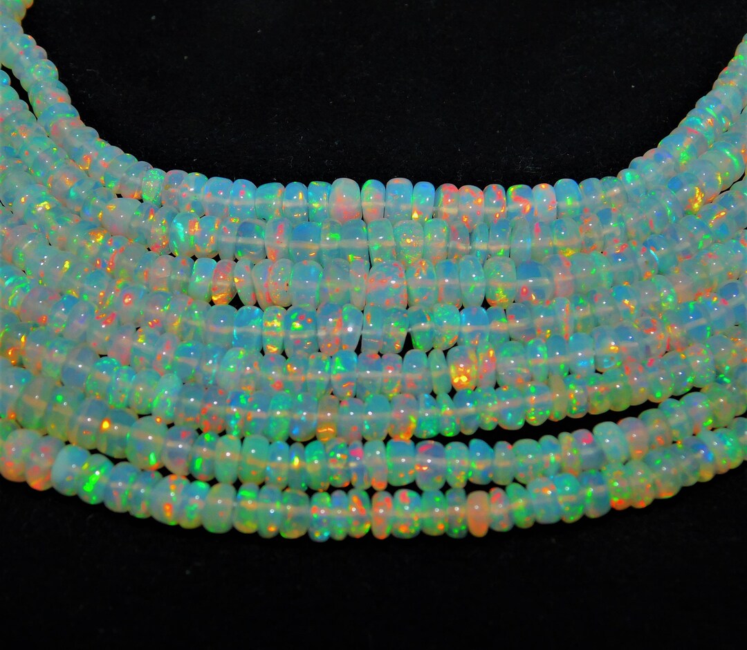 AAA Fire Ethiopia Opal Bead 18 Inch Bead Fire Smooth Rondelle Opal Flashy Ethiopian Opal Bead ...