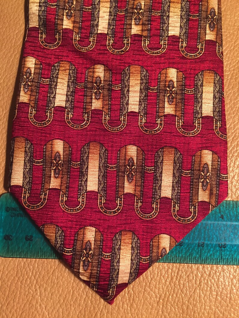 Daniel De Fasson Vintage Red Gold Silk Tie, 60" - Etsy