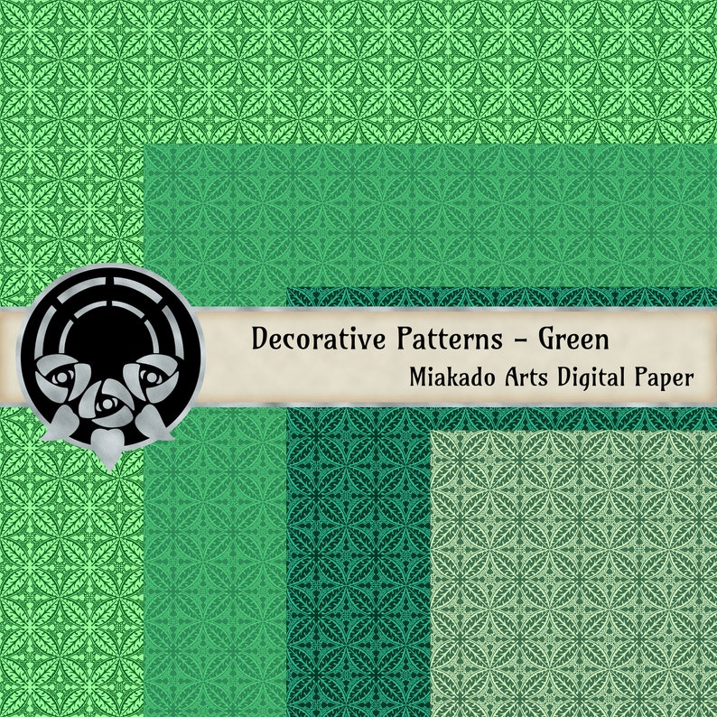 Decorative Patterns - Green - Digital Download - 16 300 DPI JPEG Images ...