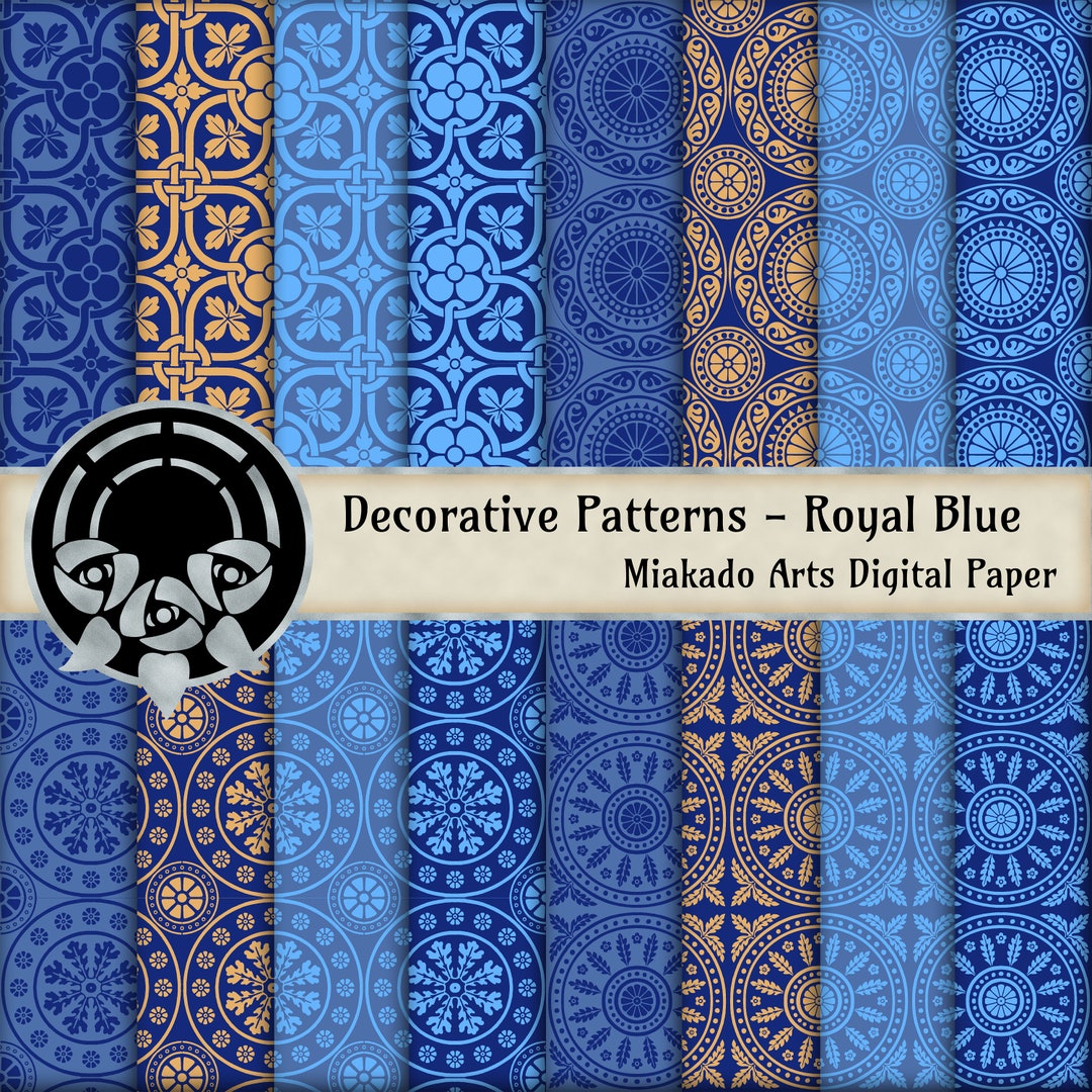Decorative Patterns Royal Blue Digital Download 16 300 - Etsy