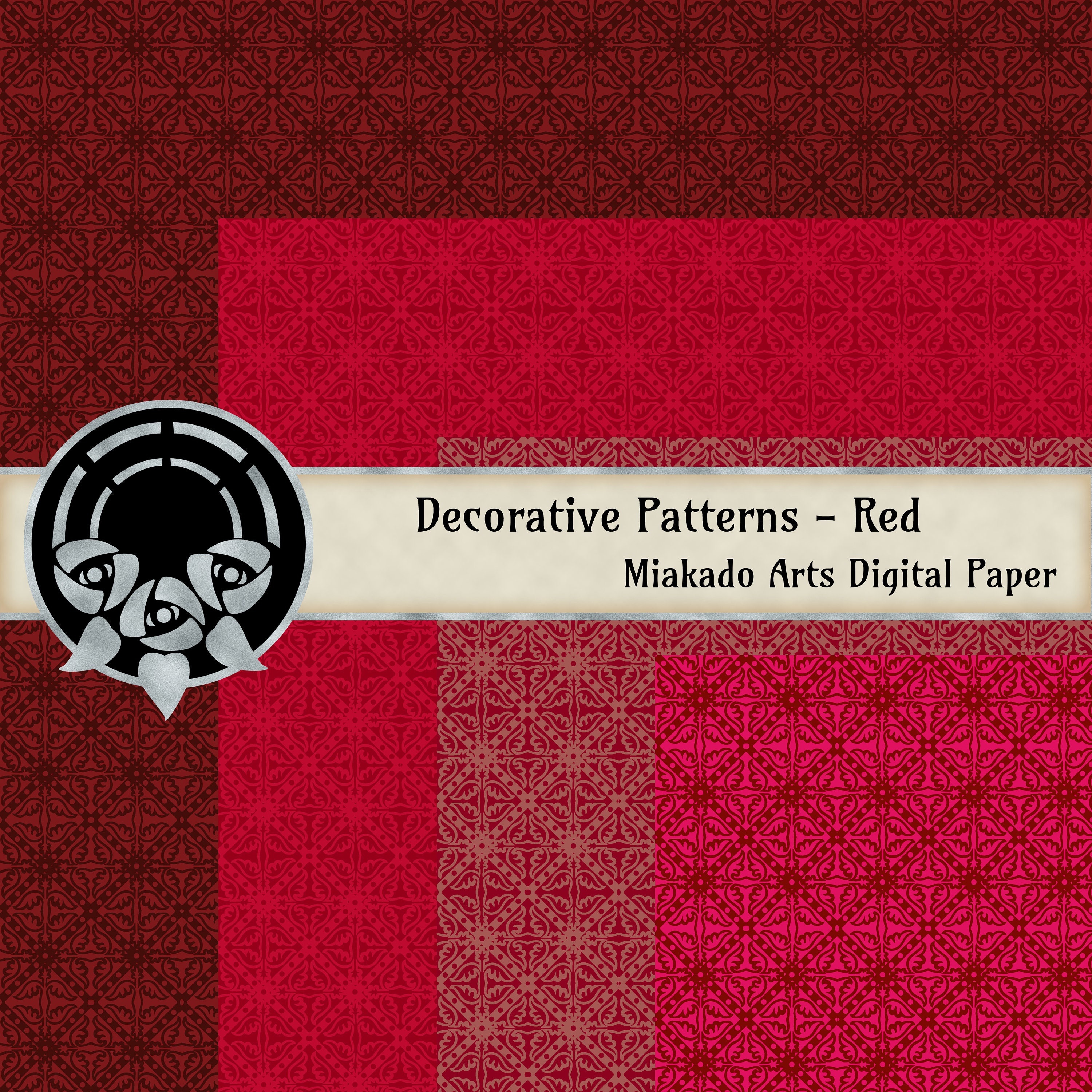 Decorative Patterns Red Digital Download 16 300 DPI JPEG - Etsy