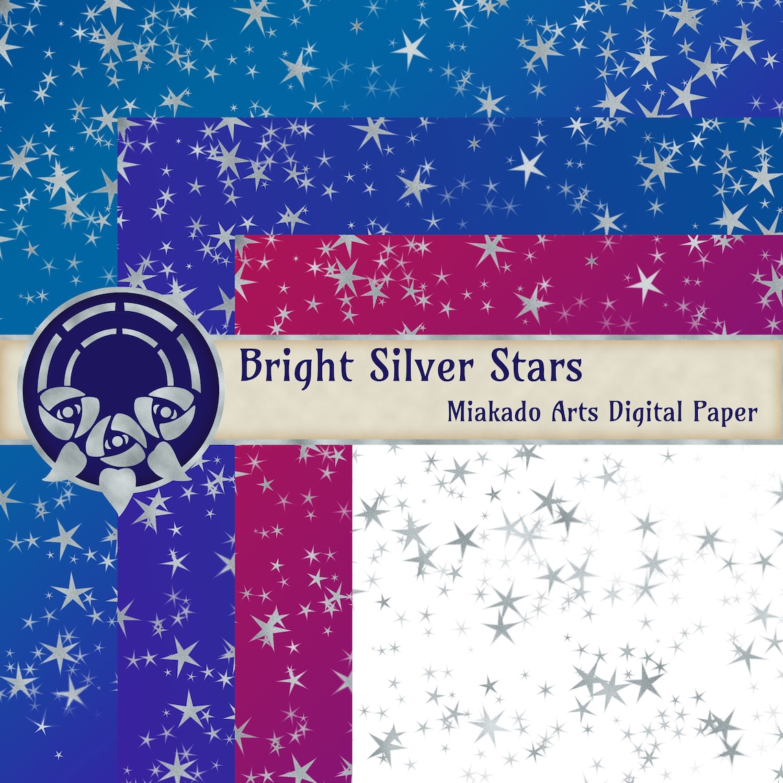 Bright Silver Stars - Digital Download - 16 300 DPI JPEG Images - Etsy
