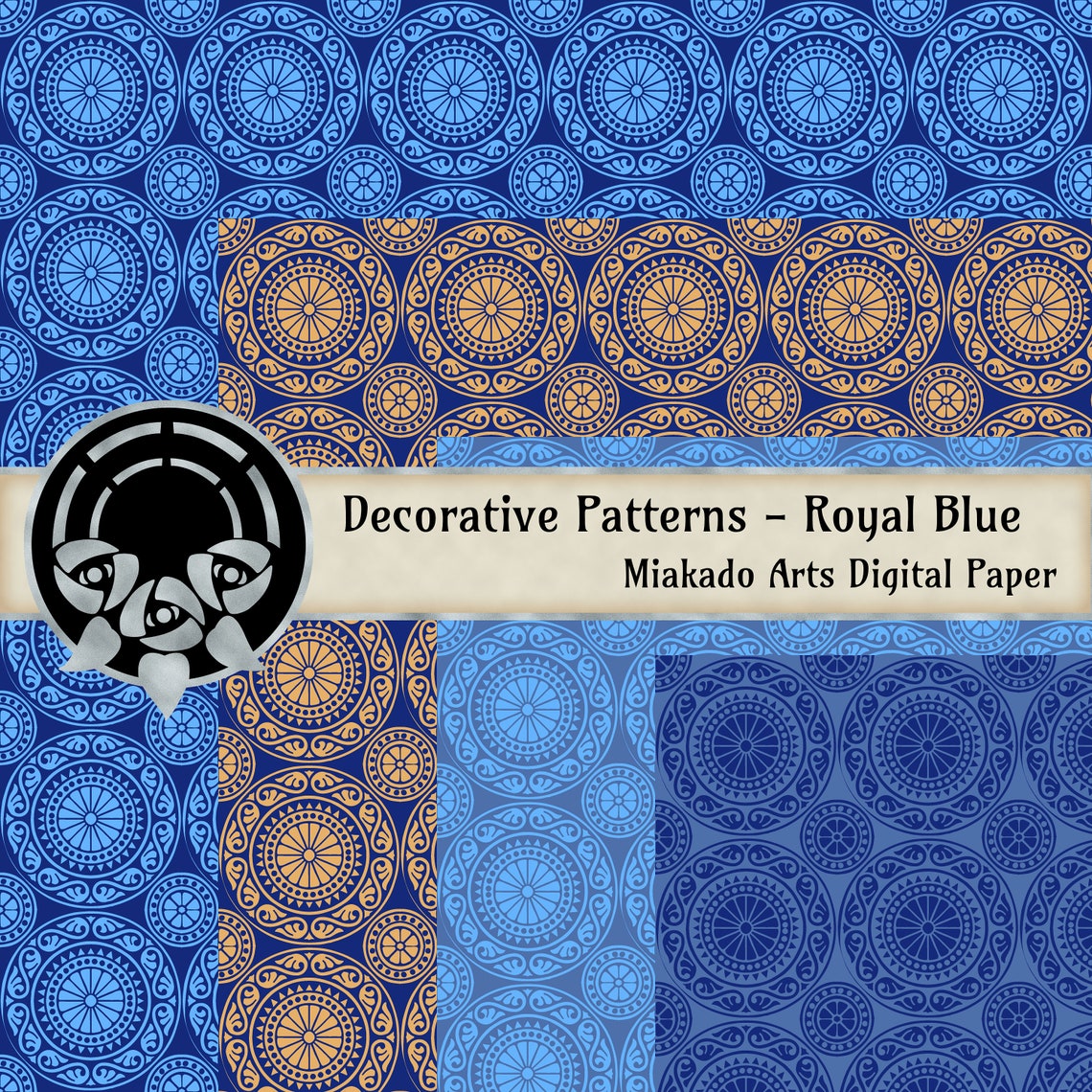 Decorative Patterns Royal Blue Digital Download 16 300 - Etsy