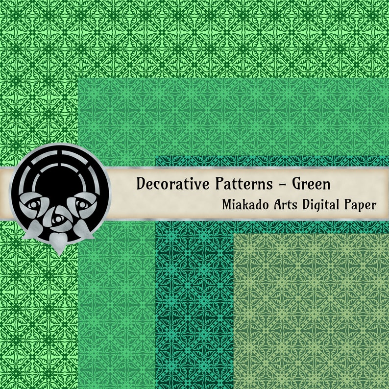 Decorative Patterns - Green - Digital Download - 16 300 DPI JPEG Images ...