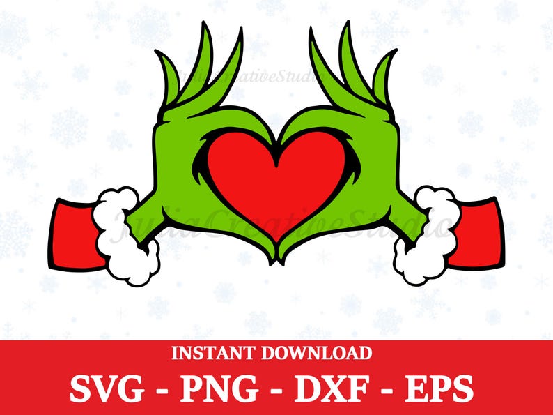 Grinch Heart Hands Svg, Grinch Heart, Grinch Christmas, Digital ...