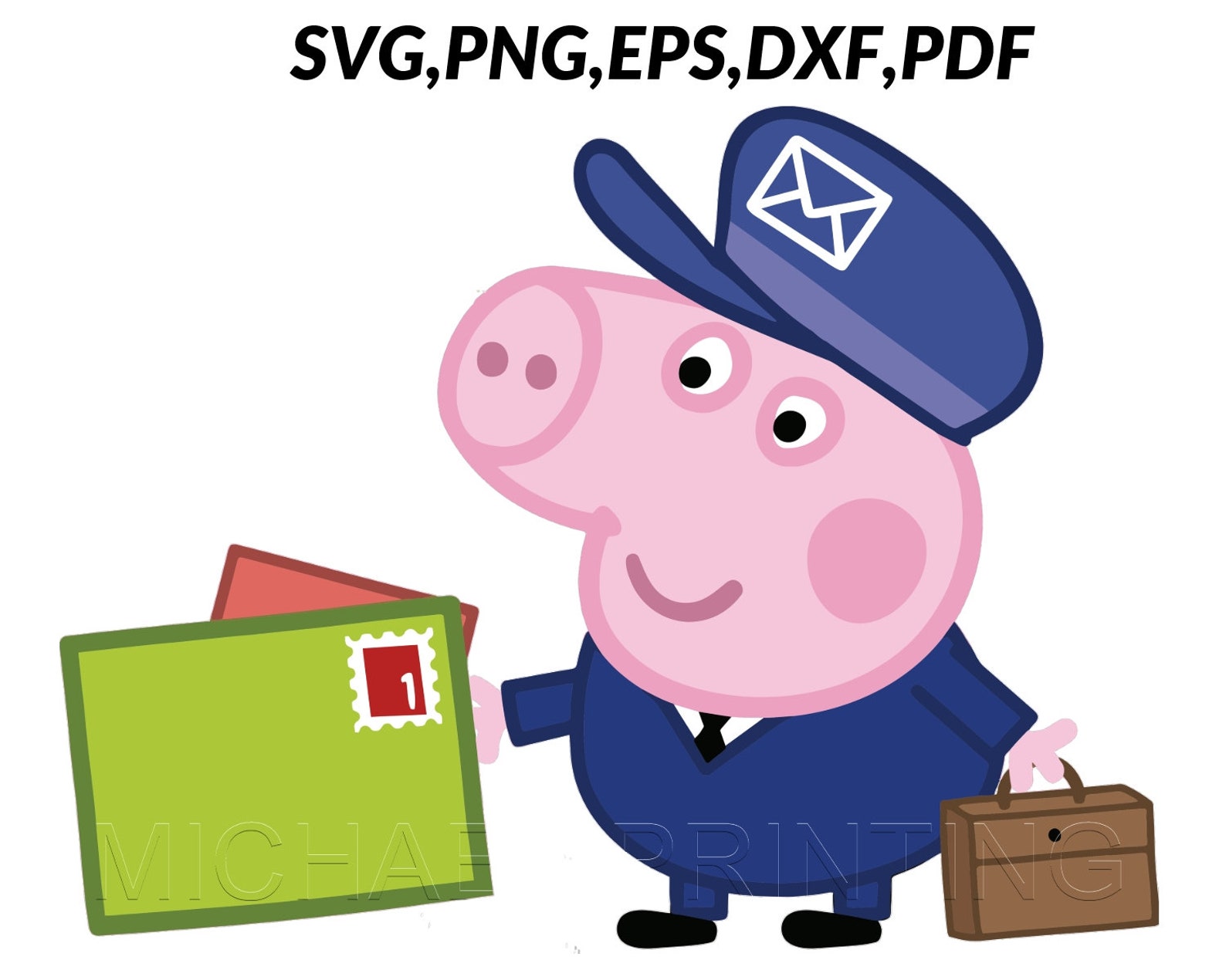 Geaoge postman pig svg Peppa pig png Peppa pig printable | Etsy
