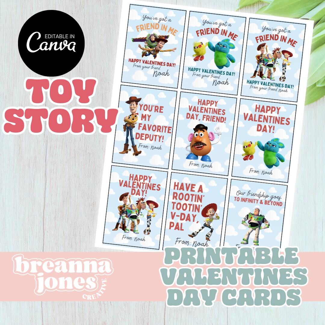Toy Story Valentines: Printable Cards, Editable on Canva (digital ...