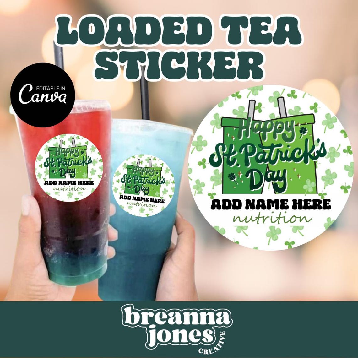 St. Patrick's Day Loaded Tea Sticker: Custom Business Logo (digital ...