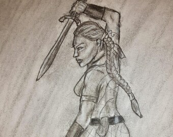 Boudica Line Art Print Boudicca Warrior Woman Queen of - Etsy