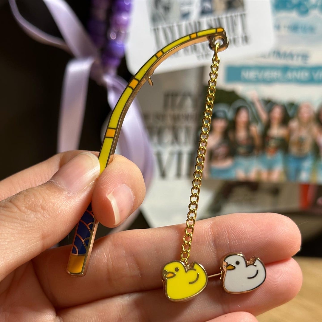 Ducky Fishing Rod Enamel Pin Interactive Colorful Duck Fish Cute Animal ...