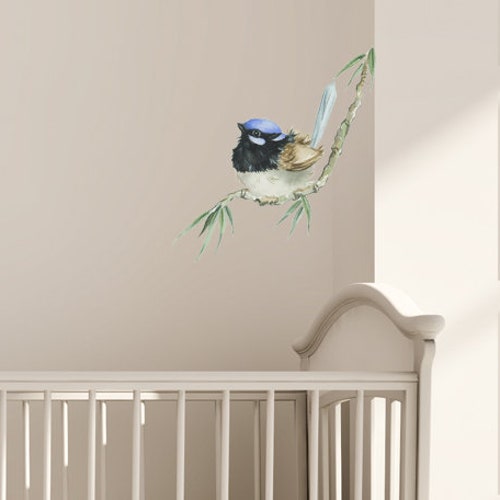Small Removable Blue Wren Fabric Wall Sticker for Bedroom or - Etsy ...
