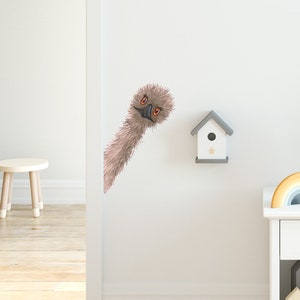 Small Unique Watercolour Peeking Emu Removable Fabric Wall Sticker for ...