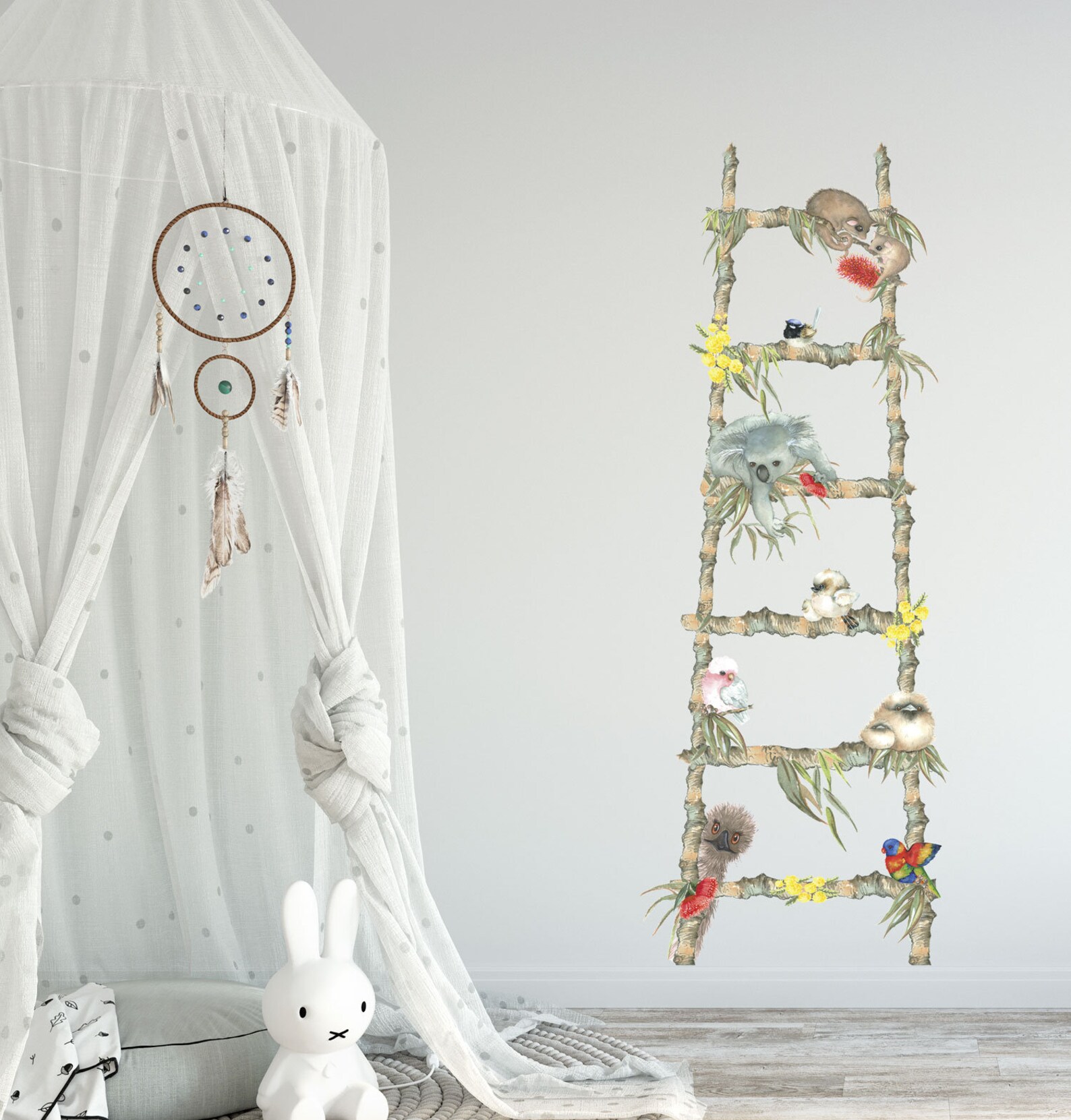 Australian Animals Large Watercolour Ladder Wall Sticker for Bedroom or ...