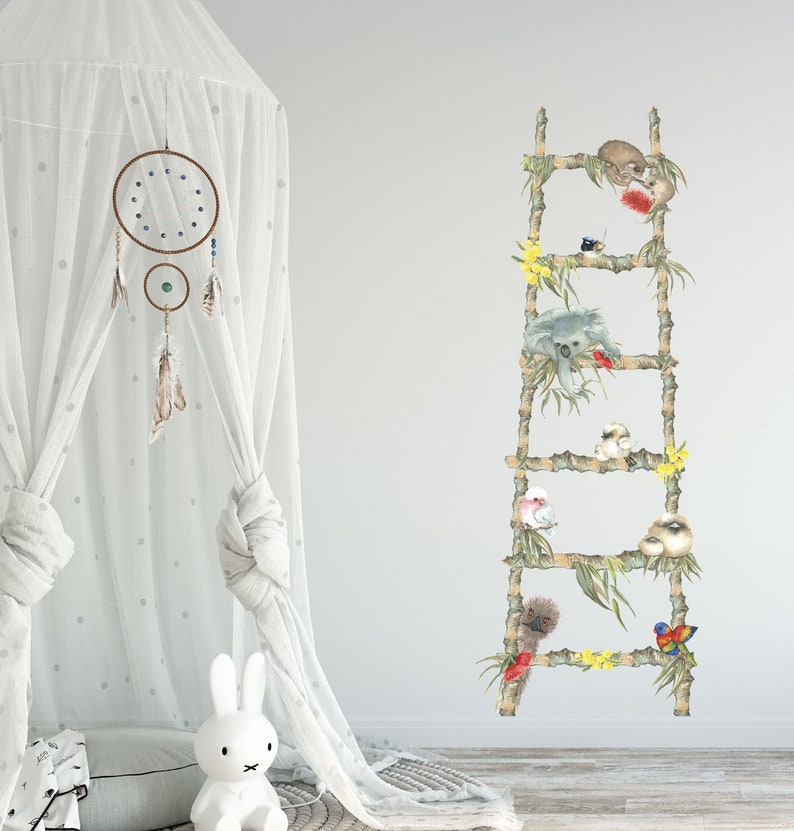 Australian Animals Large Watercolour Ladder Wall Sticker for Bedroom or ...