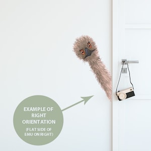 Large Unique Watercolour Peeking Emu Removable Fabric Wall Sticker for ...