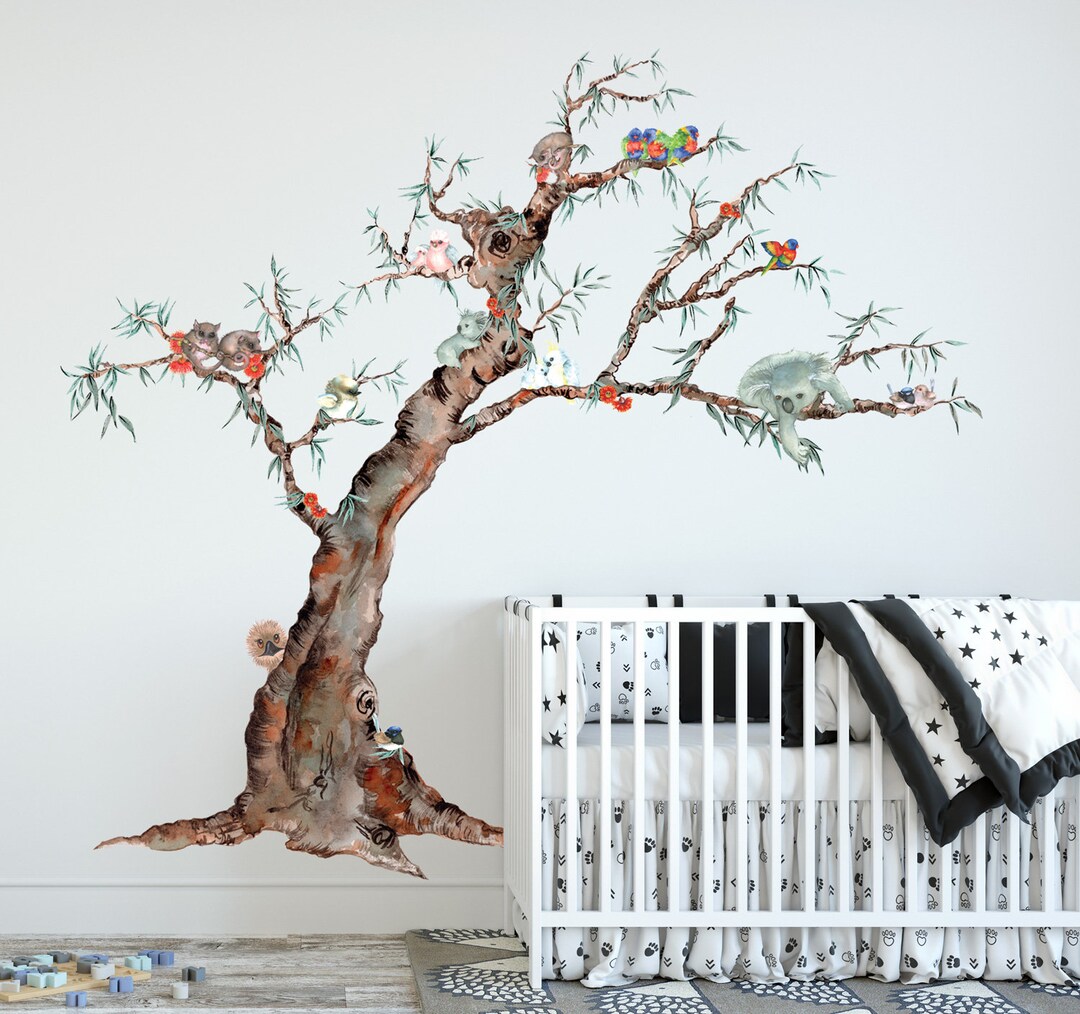 Aussie Gum Tree Removable Fabric Watercolour Wall Sticker for Bedroom ...