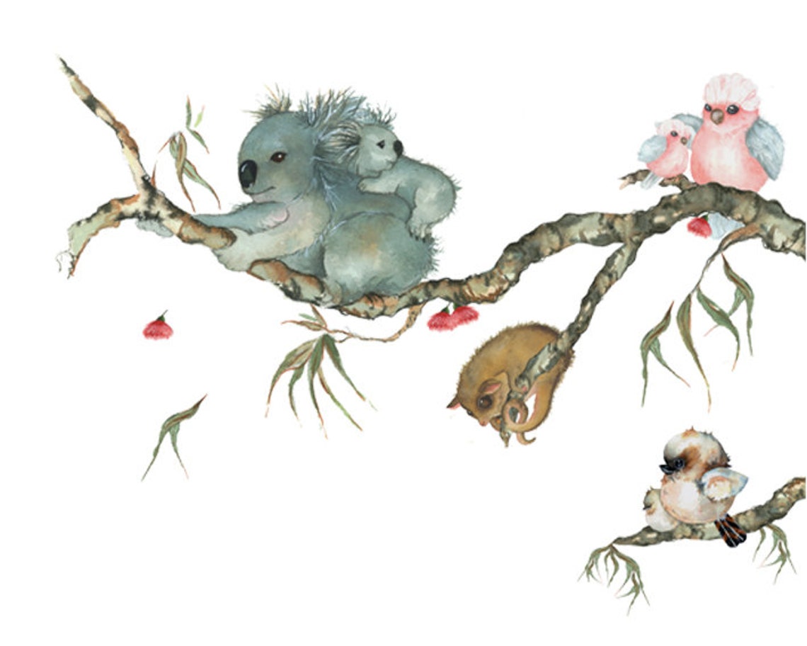 Extra Large Aussie Friends Branch Removable Fabric Wall | Etsy